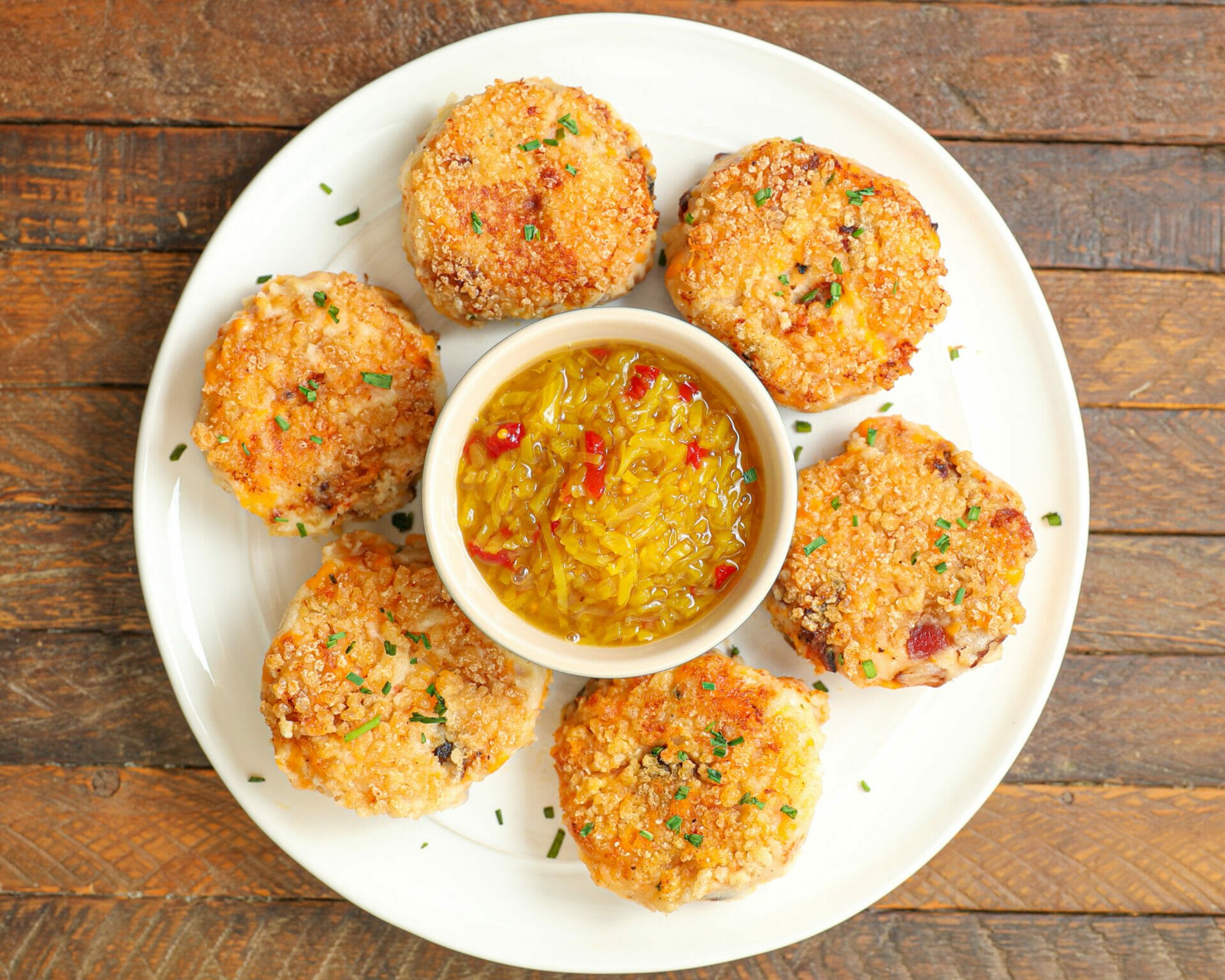 gluten free cheesy bacon croquettes with chow chow