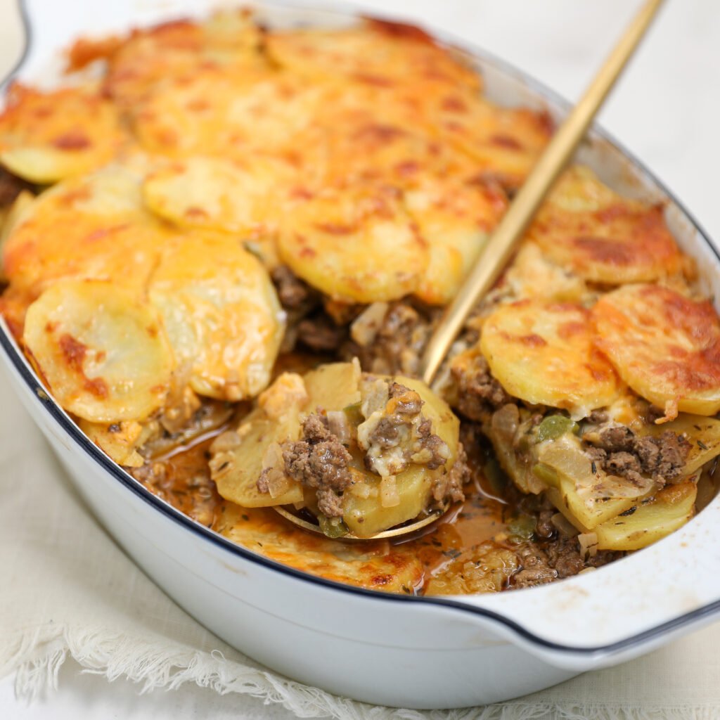 One-Pan Ground Beef and Potato Casserole - The Salty Cooker – Flavorful ...
