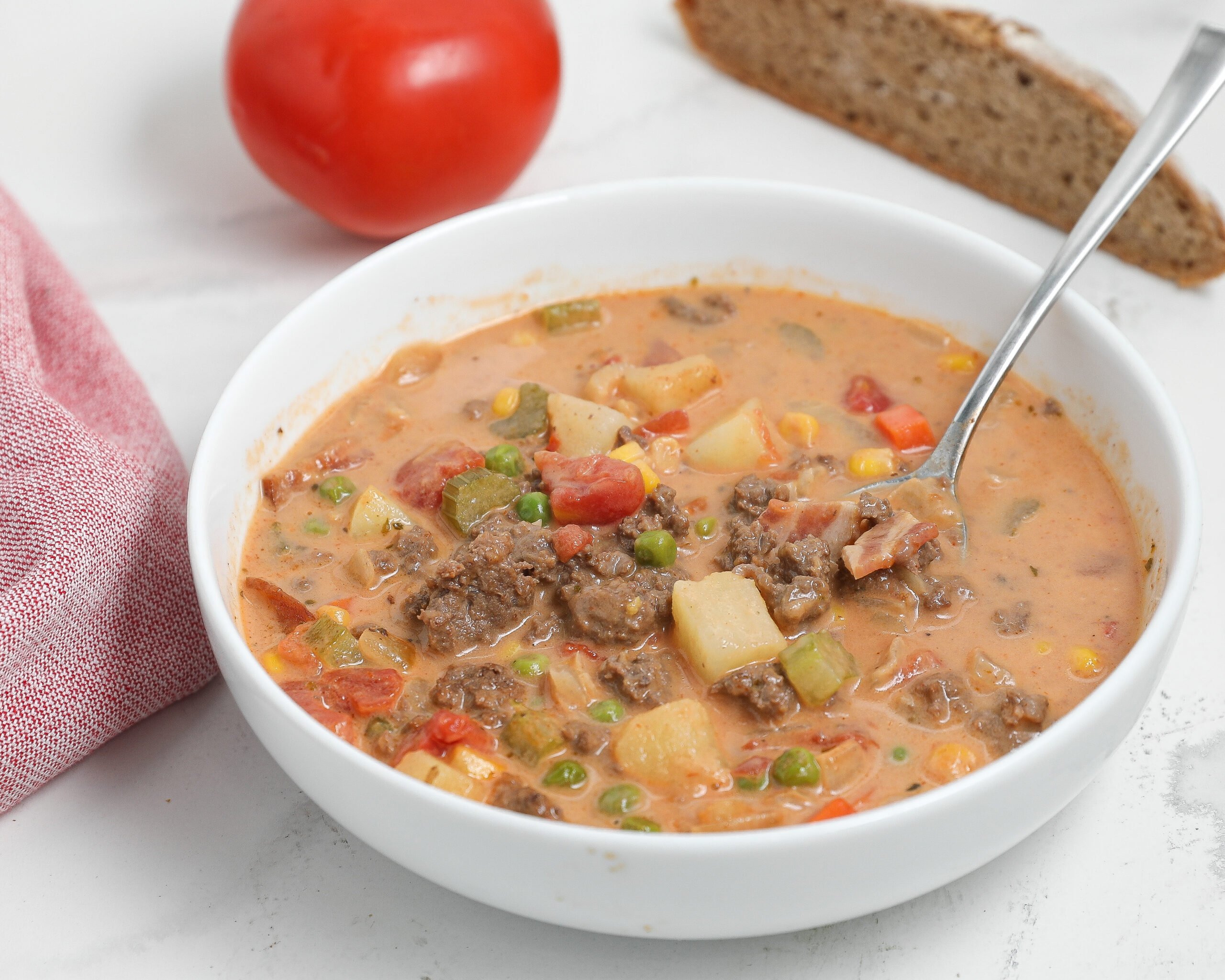 Easy Bacon Cheeseburger Soup (Ready in 30 Minutes) - The Salty Cooker ...